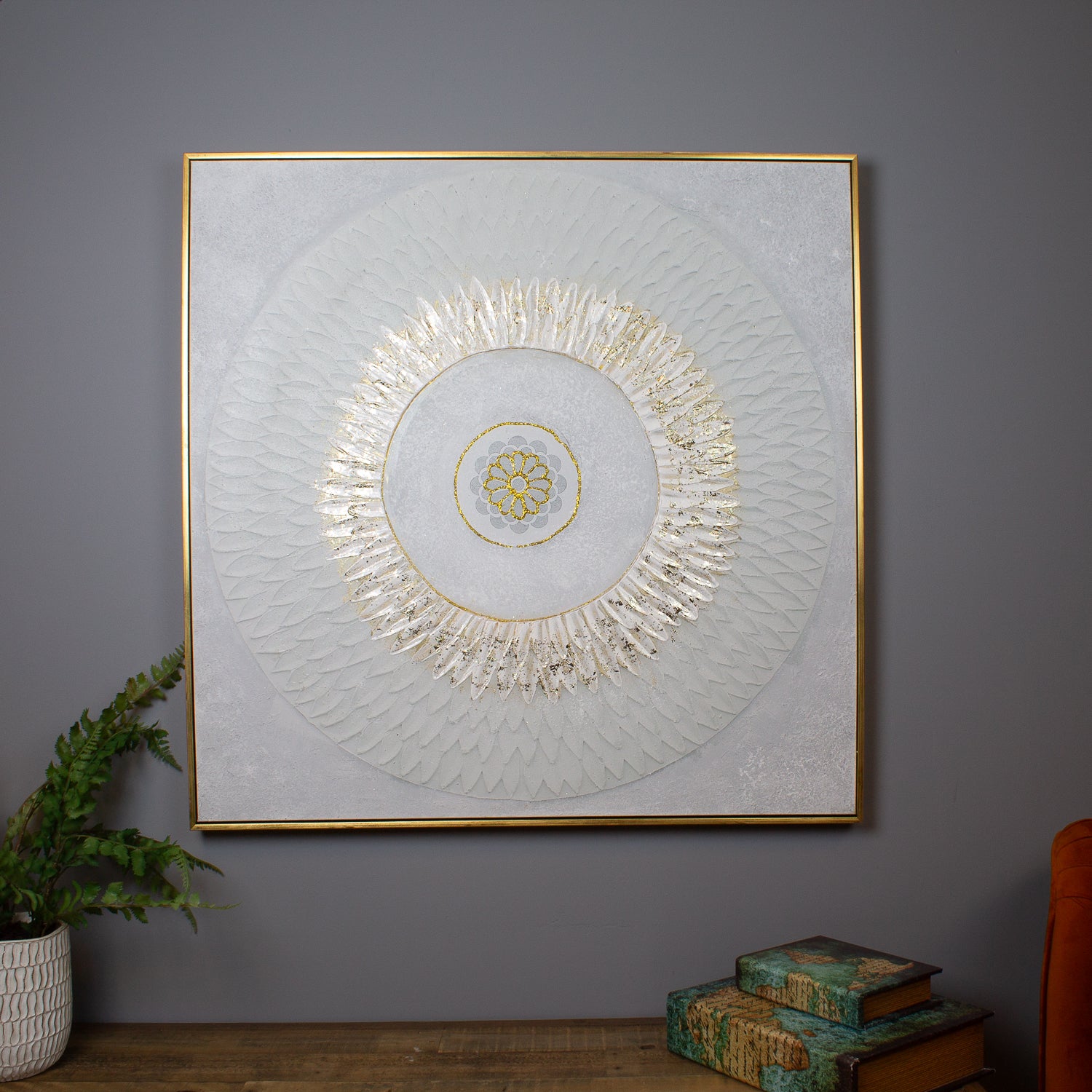 Textured Geo Circle Oil Canvas – Qurios