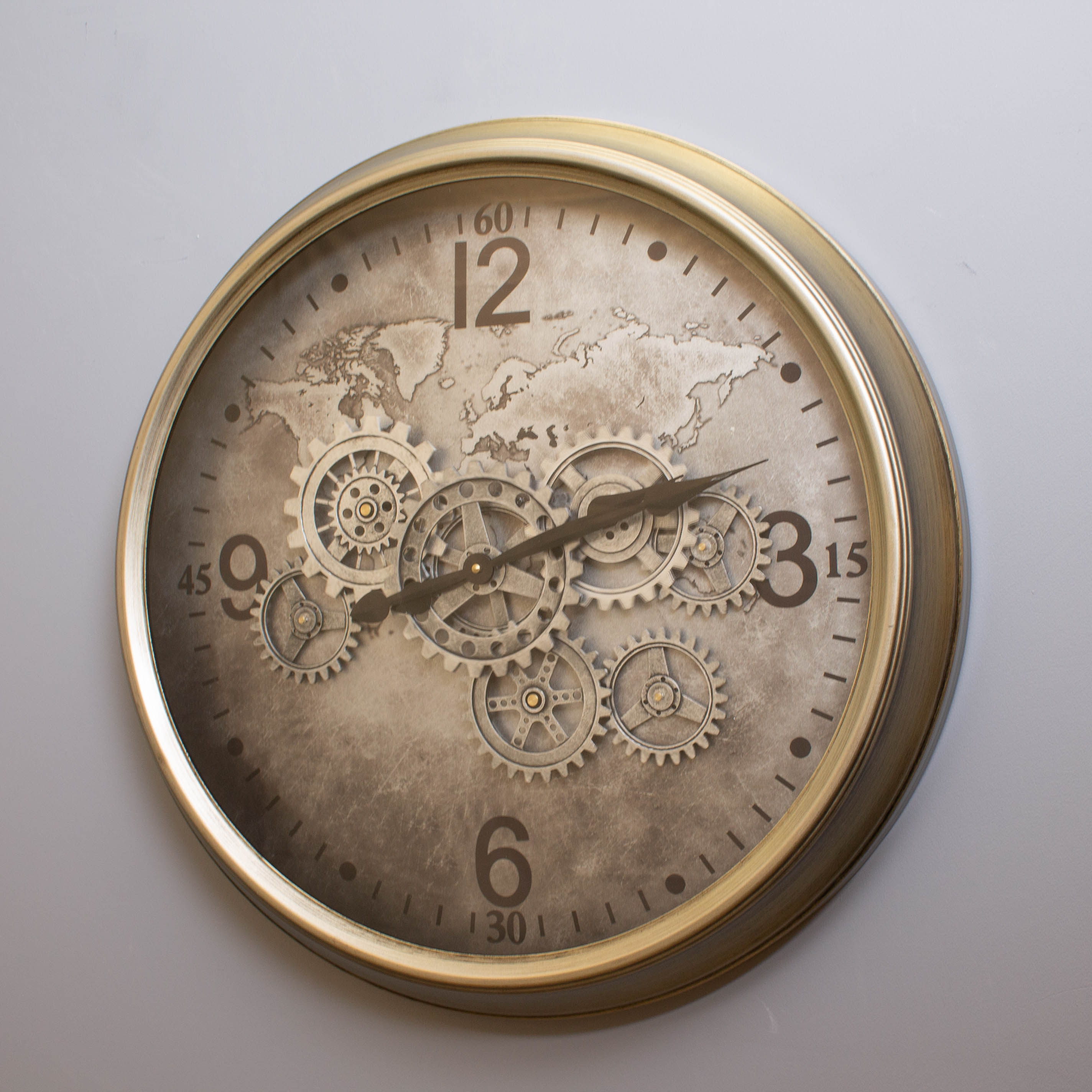 Vintage Silver World Cog Clock 62 cm – Qurios