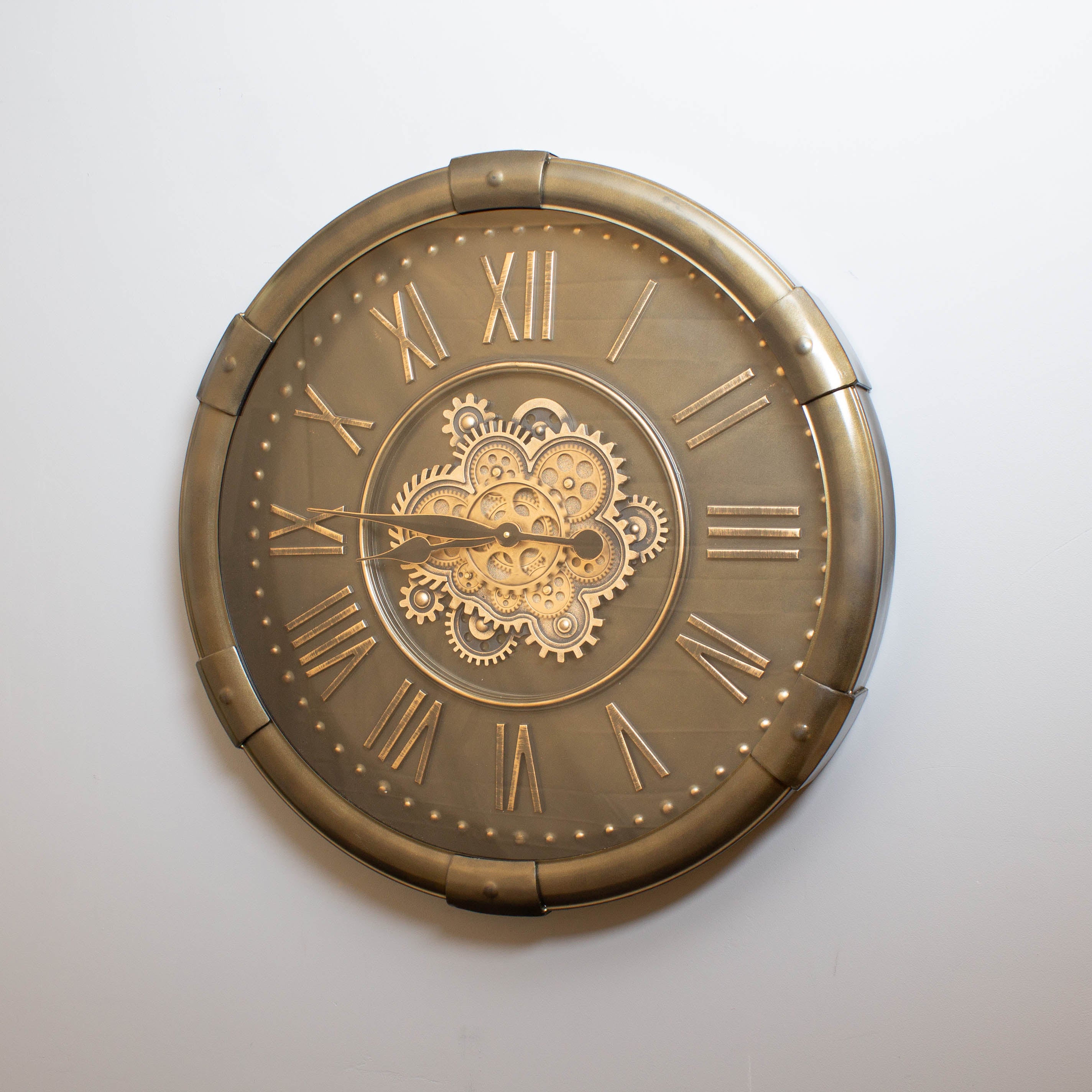 Moderna Bronze Cog Clock, Roman Numerals, 74 cm – Qurios