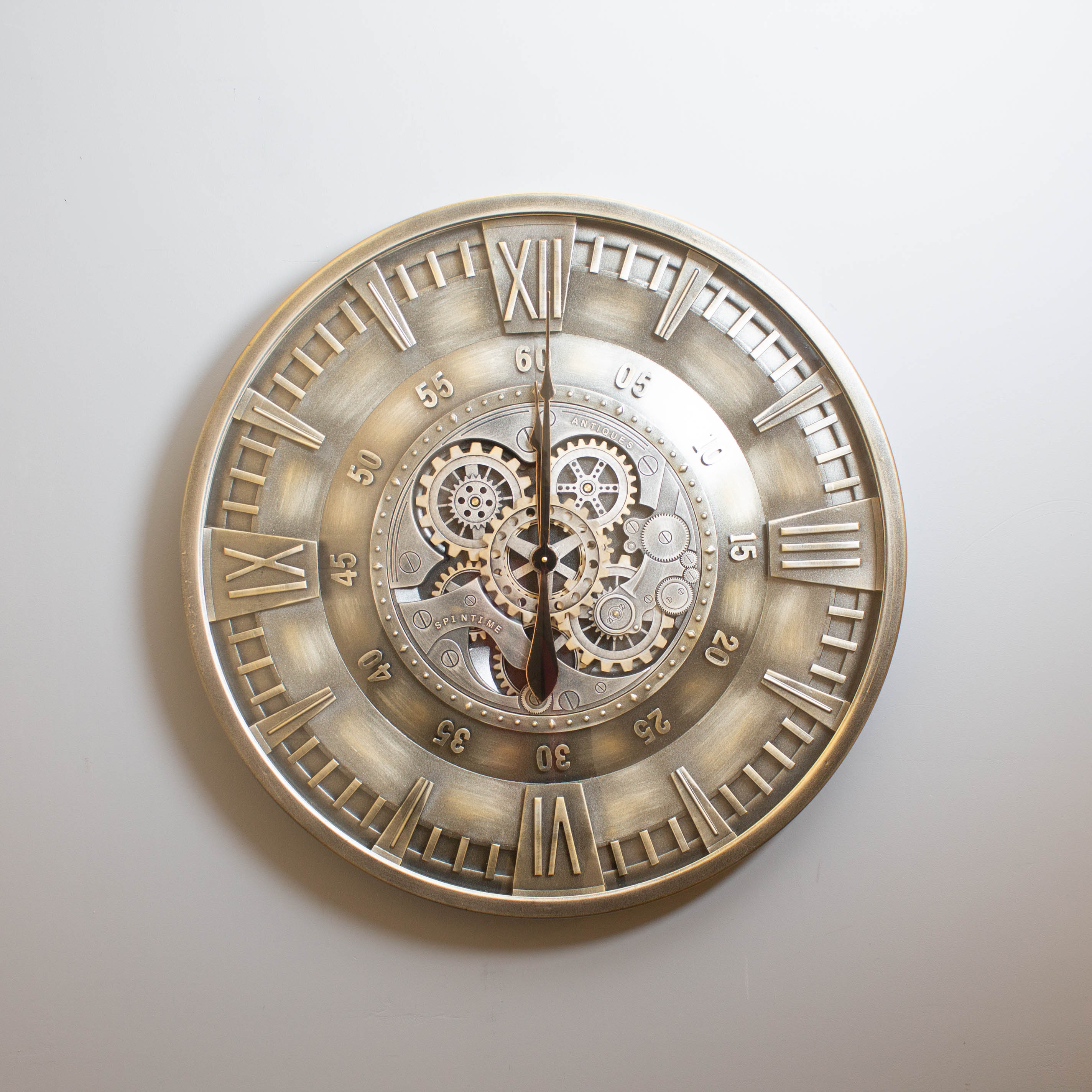 Brushed Metal Cog Clock, 80 cm – Qurios